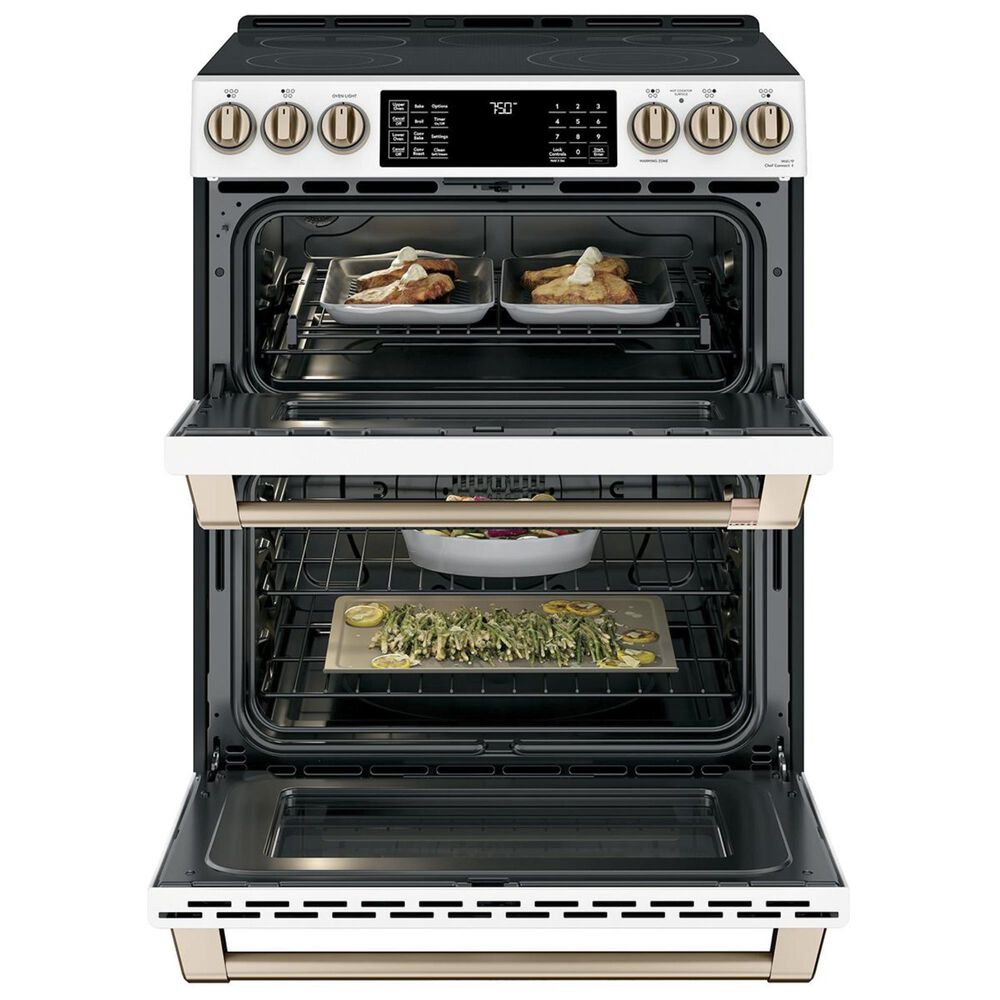 Cafe 30" Slide-In Double Oven Electric Range in Matte White | NFM