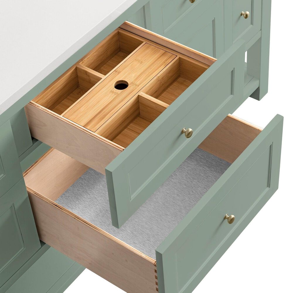 James Martin Breckenridge 72" Double Bathroom Vanity in Smokey Celadon with 3 cm Ethereal Noctis ...