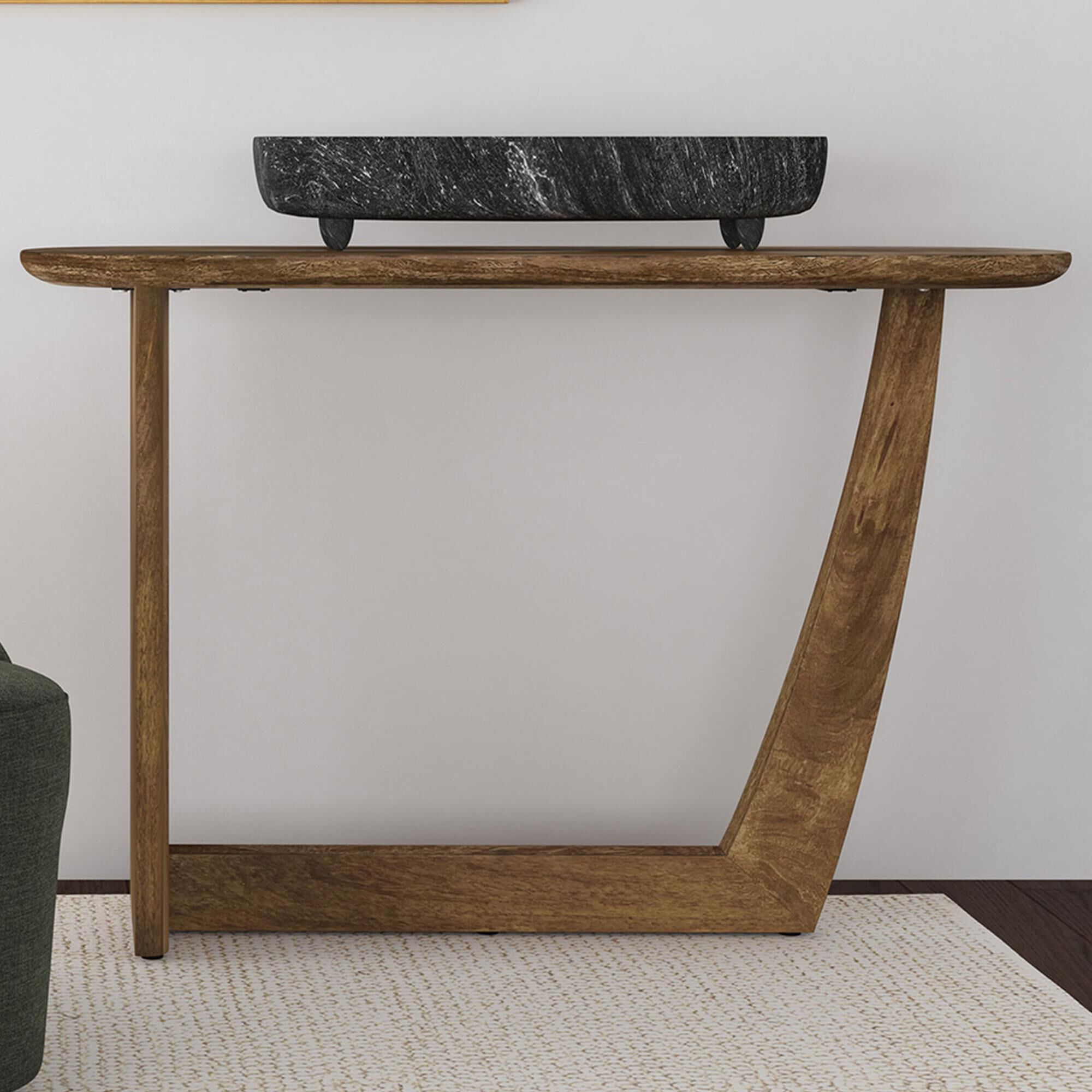 Pacific Landing Asymmetrical Console Table in Natural Brown