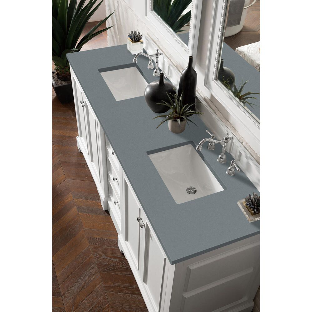 James Martin De Soto 72" Double Bathroom Vanity in Bright White with 3 ...