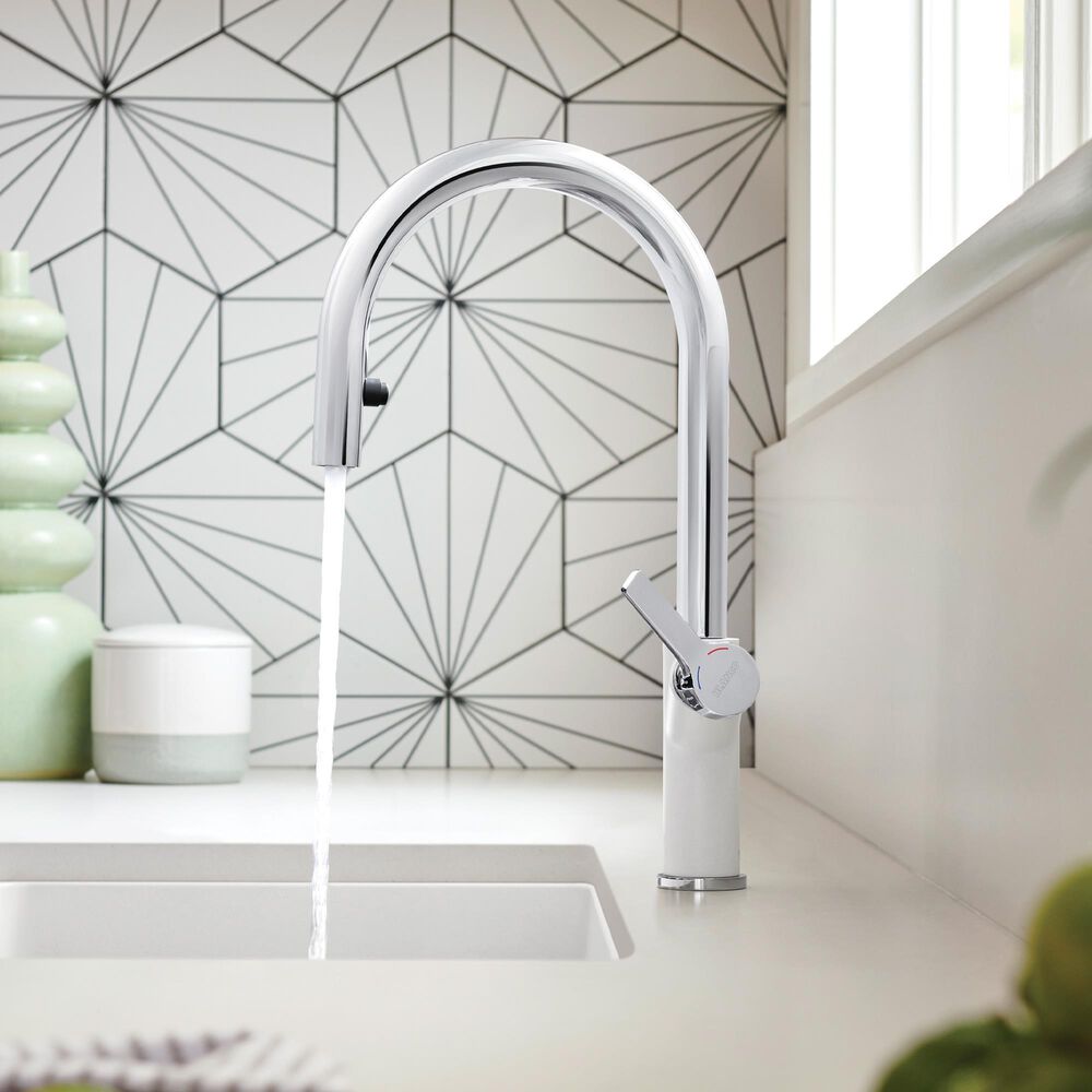 Blanco Urbena Pull-Down Kitchen Faucet 1.5 GPM in Chrome and White | NFM