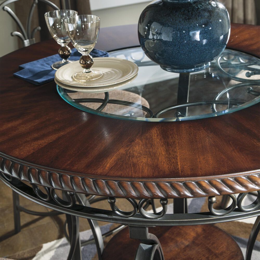 Ashley Glambrey Round Dining Table in Dark Bronze and Dark Cherry ...