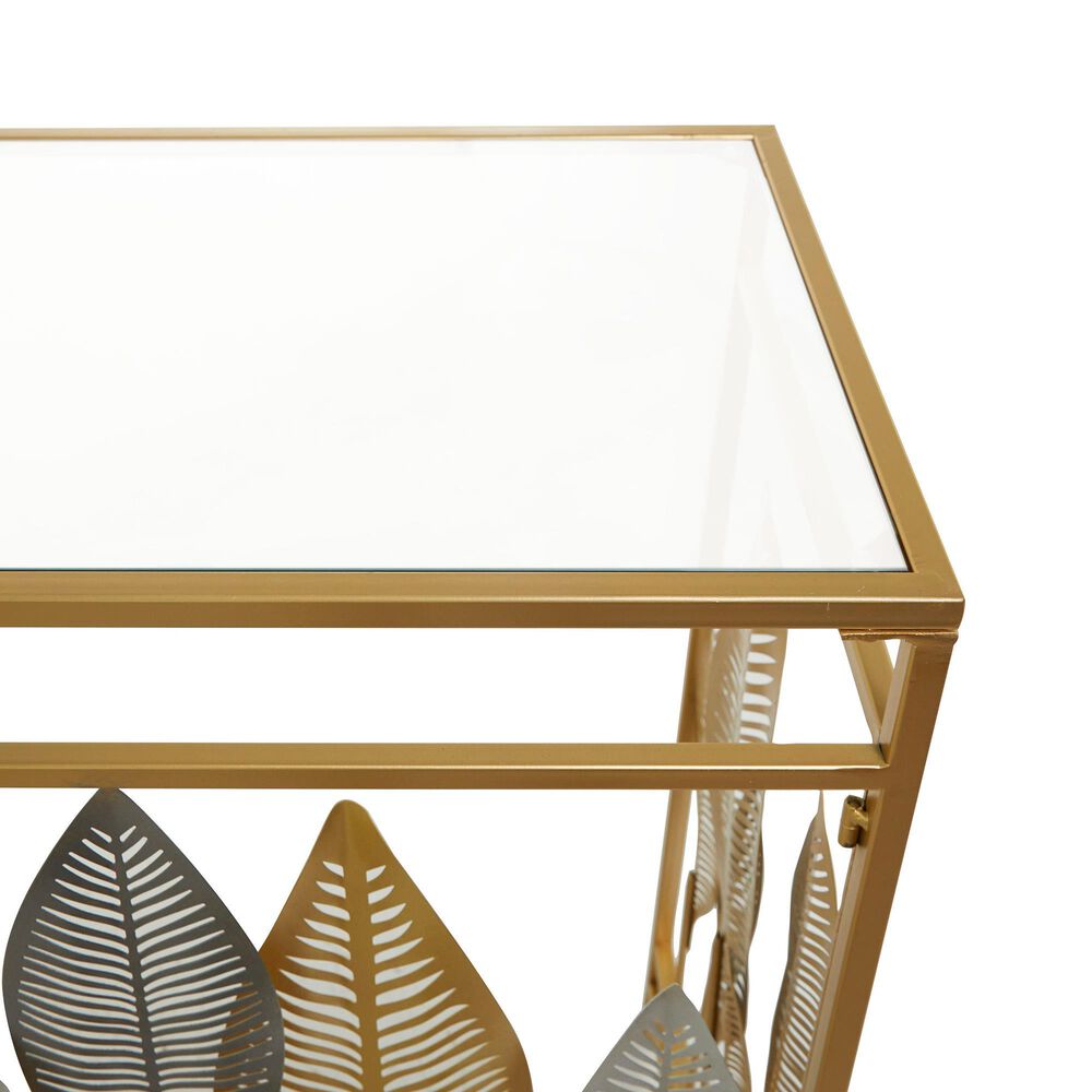 Uma Enterprises Console Table in Gold, Black and Gray | NFM