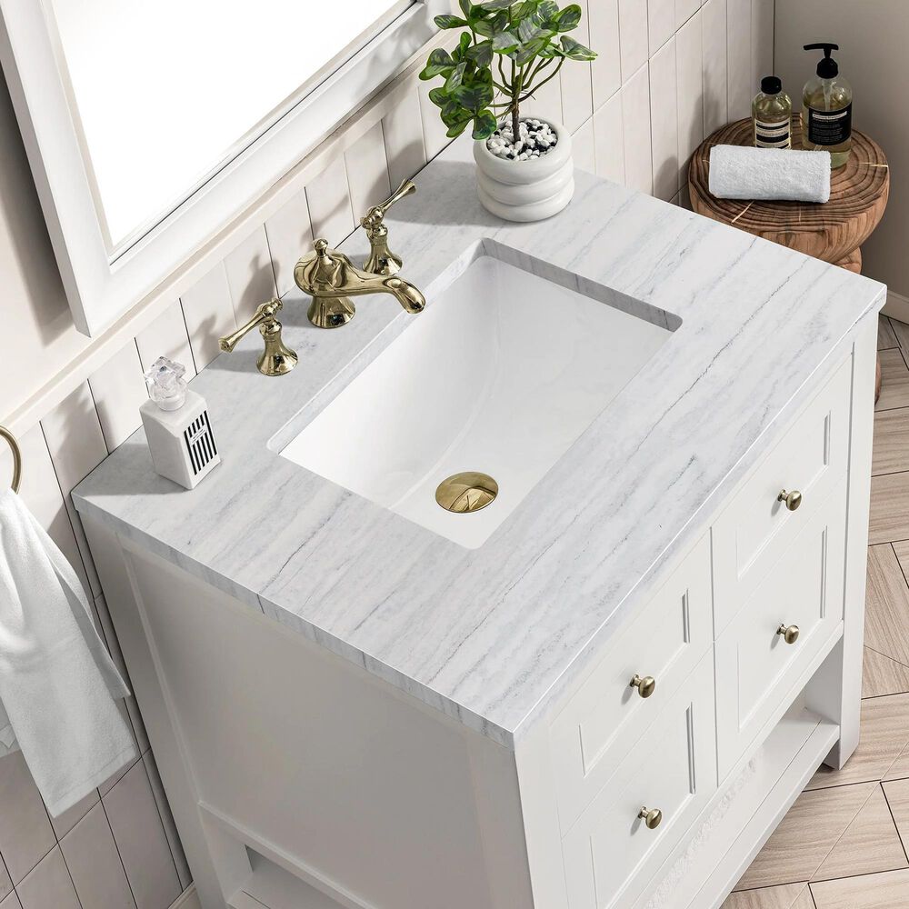 James Martin Breckenridge 30" Single Bathroom Vanity in Bright White ...