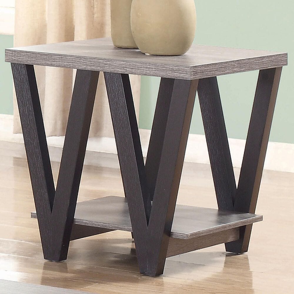 Pacific Landing Higgins V-Shaped End Table in Black and Antique Grey ...