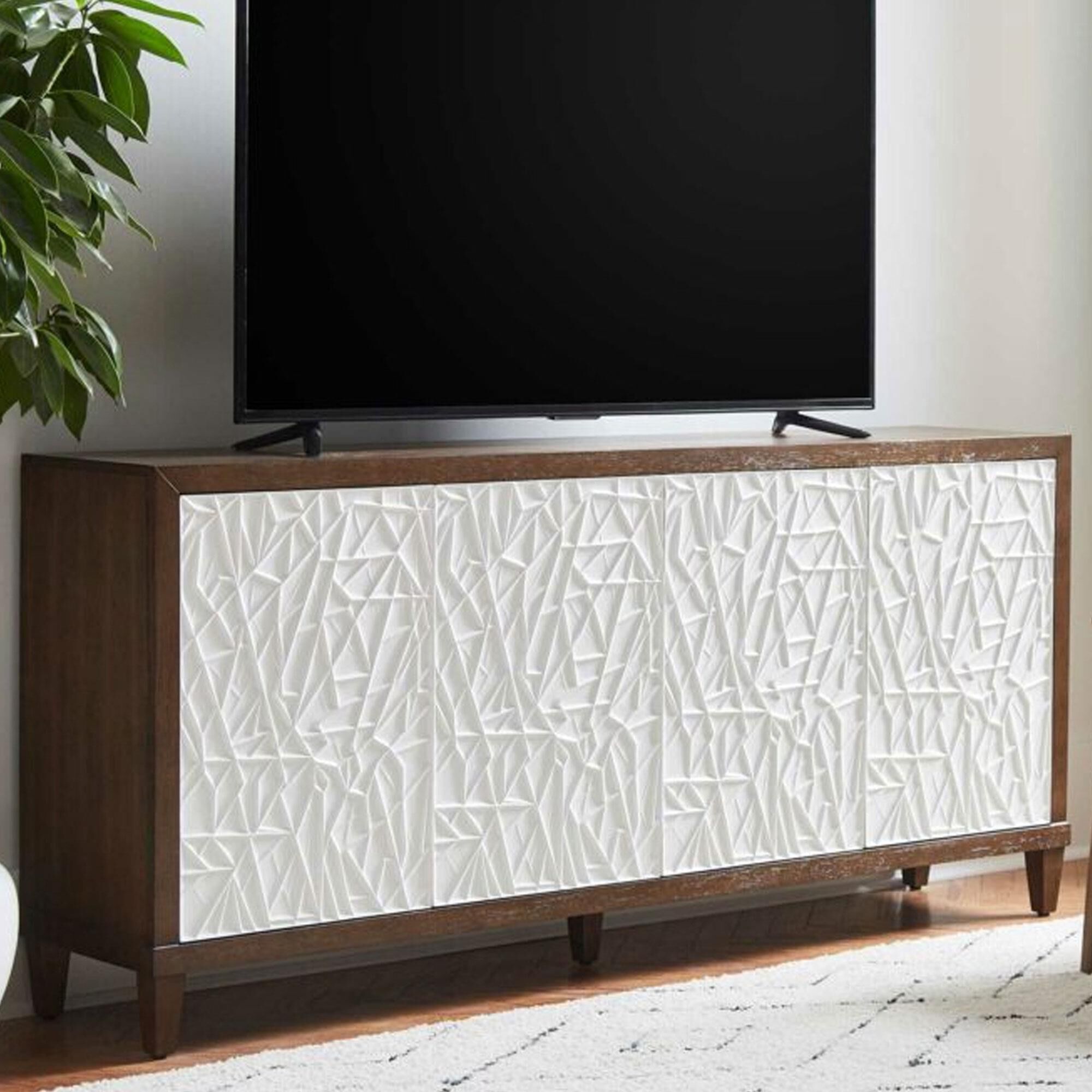 Wycliff Bay Komodo 80 TV Stand in White and Brown