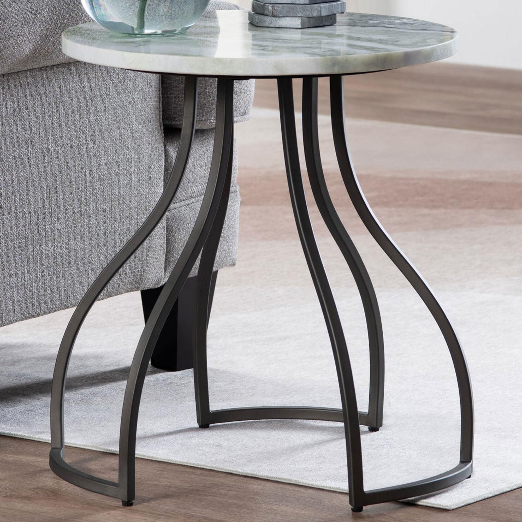 Crestview Collection Aiden Accent Table in Matte Black Gray Ivory Green and Silver