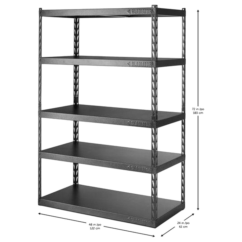 Gladiator 48" Wide Ez Connect Rack with Five 24" Deep Shelves in Hammered Granite | Nebraska ...