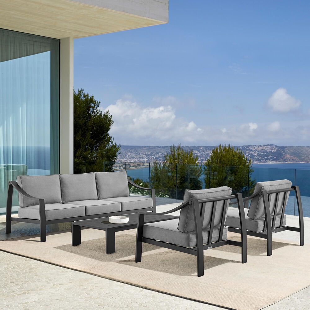 Blue River Mongo 4-Piece Patio Conversation Set in Black | Shop NFM