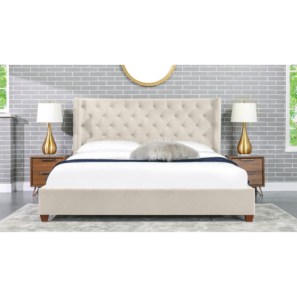 Jennifer Taylor Home Manhattan King Platform Bed in Light Beige | NFM