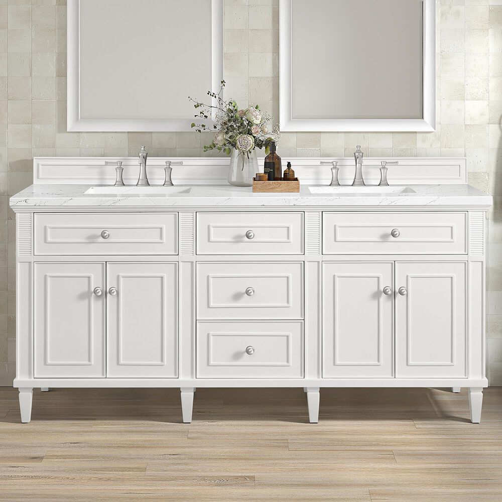 James Martin Lorelai 72" Double Vanity in Bright White with Single Hole ...