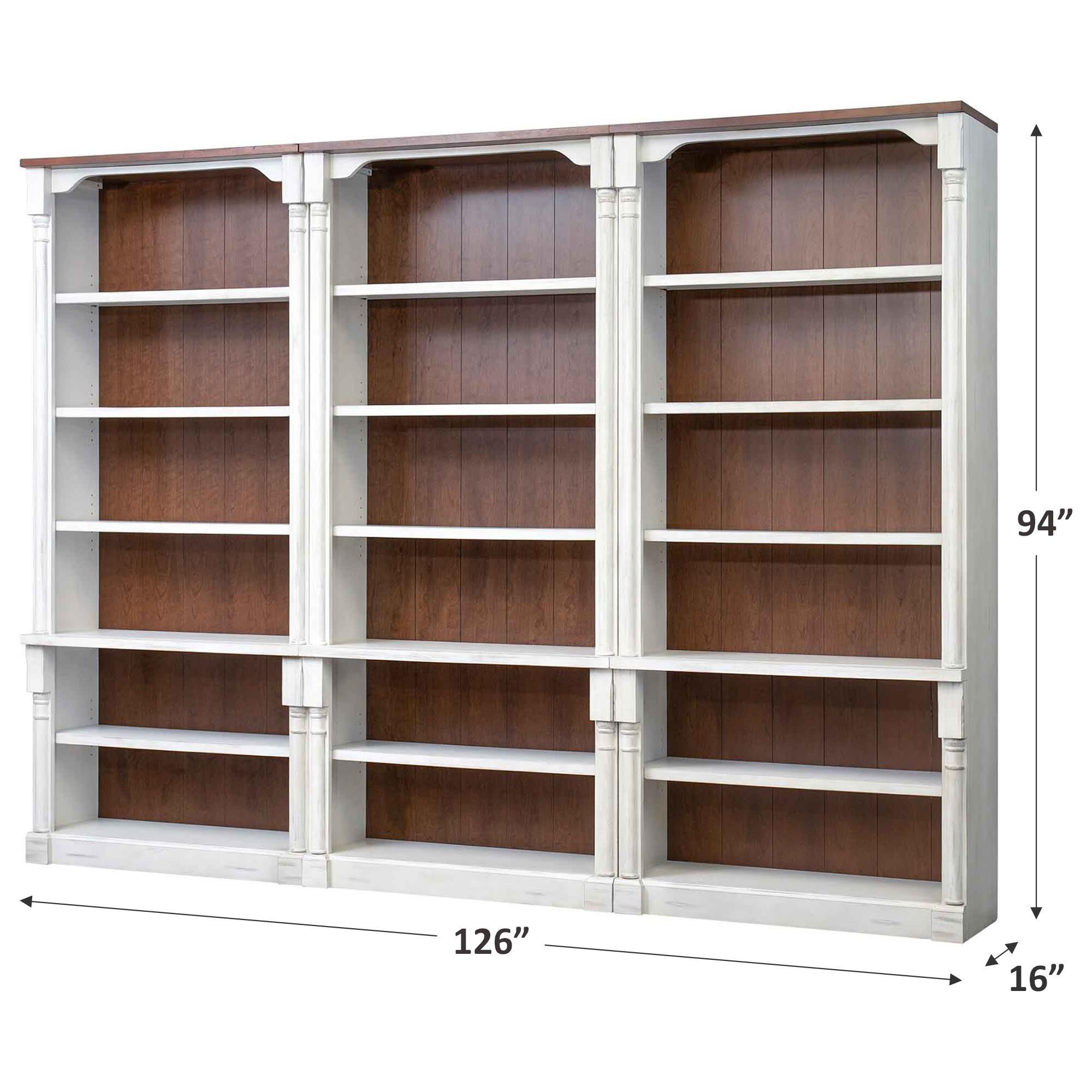 Wycliff Bay Durham 6 Shelf Bookcase in Weathered White and Cherry Set of 3 NFM
