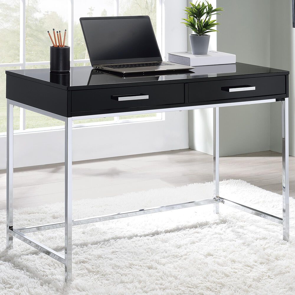 OSP Home Vivos Writing Desk in Black and Chrome | NFM