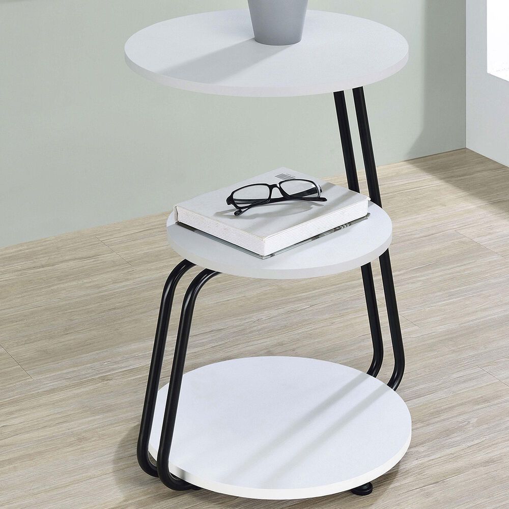Pacific Landing Hilly 3-Tier Side Table in White and Black | Shop NFM