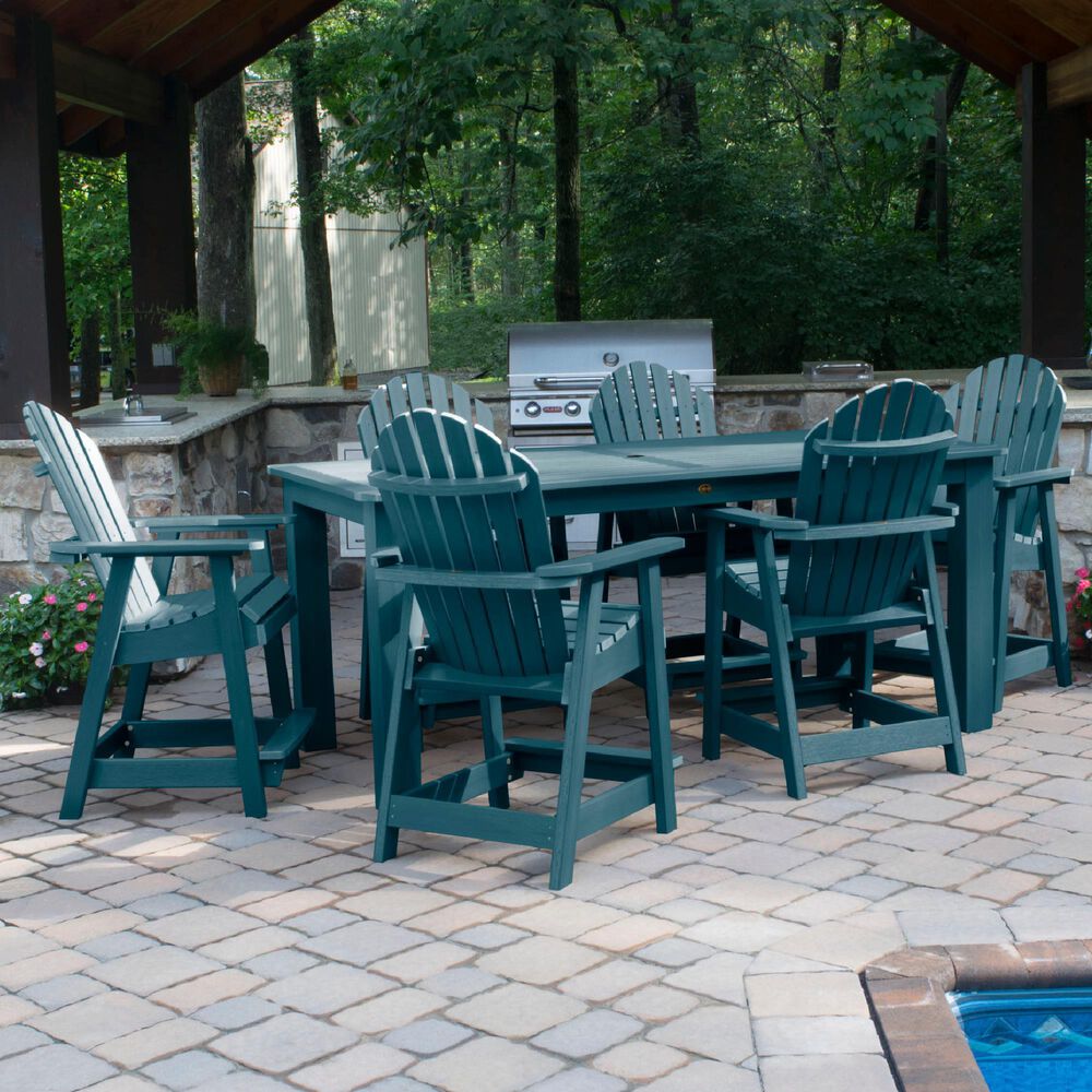Highwood USA Muskoka 7-Piece Patio Counter Dining Set in Nantucket Blue ...