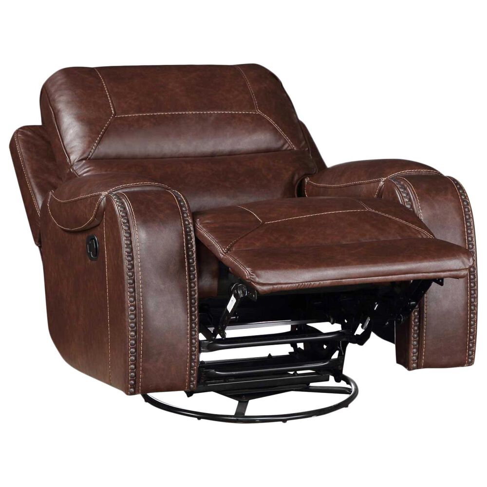 Steve Silver Keily Manual Swivel Glider Recliner in Brown | NFM
