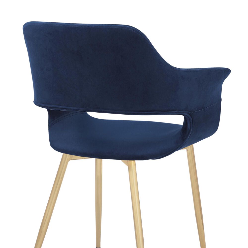 Blue River Gigi Arm Chair with Blue Cushion in Gold | NFM