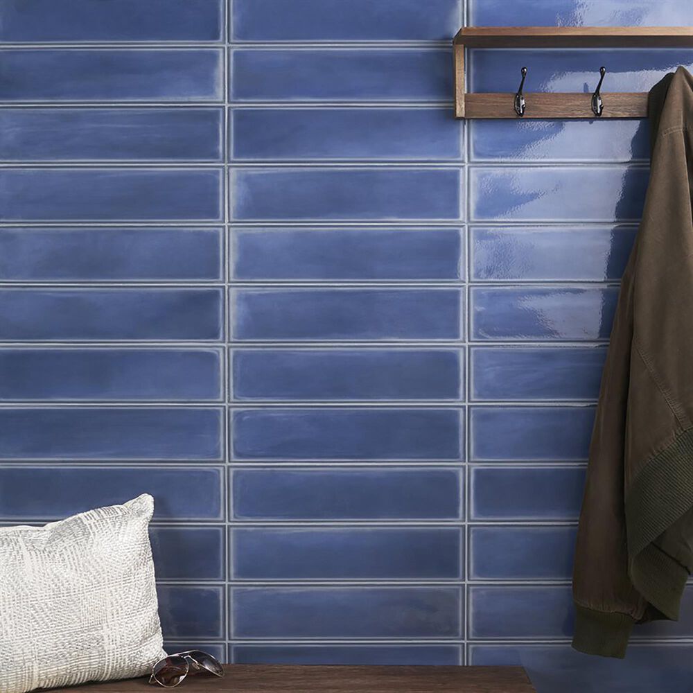 Soho Studio ArtBlock Denim Blue 3.93" x 15.74" Polished Porcelain Tile ...