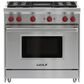 Wolf 36" Professional Gas Range with 4 Burners with Charbroiler ...