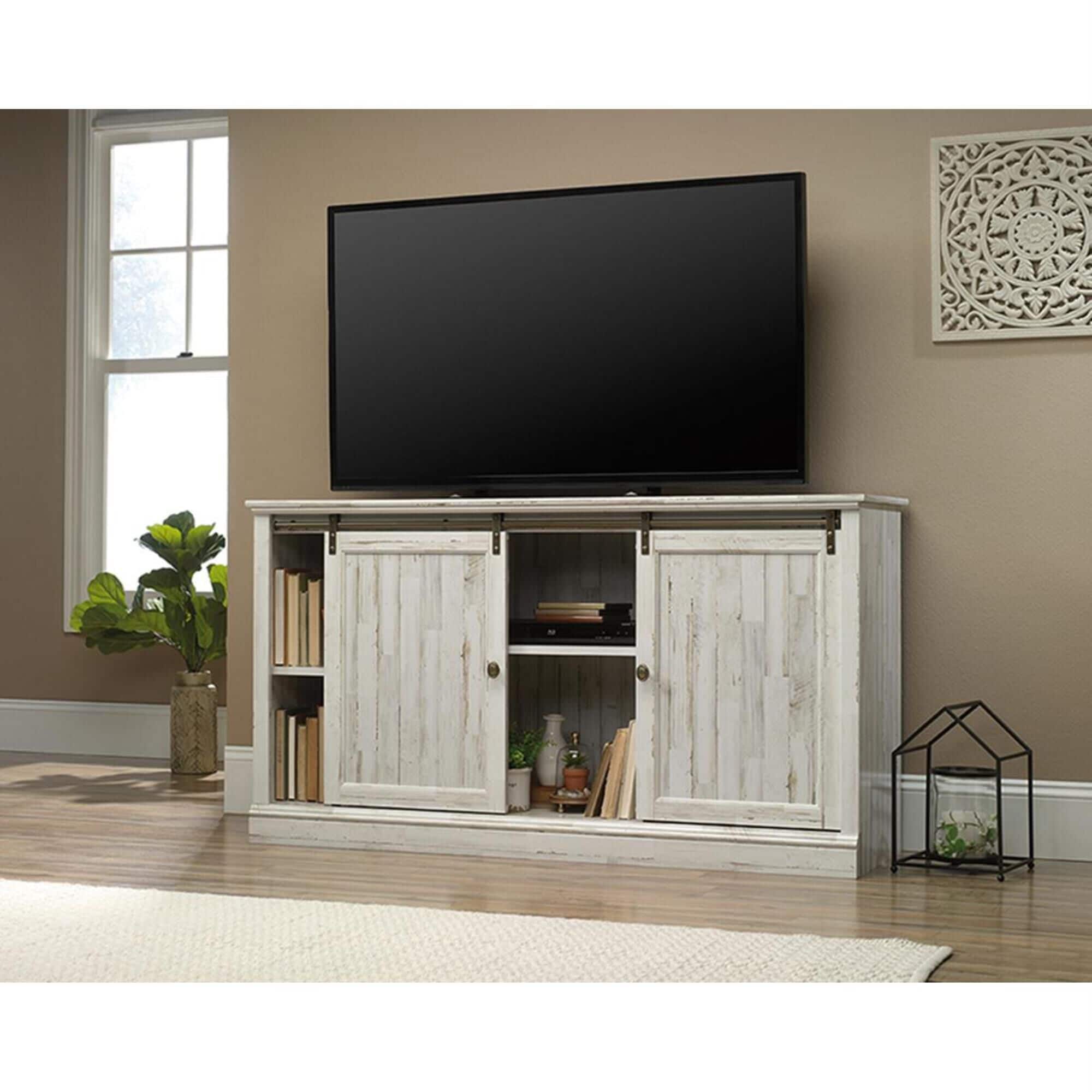 Sauder white tv stand store