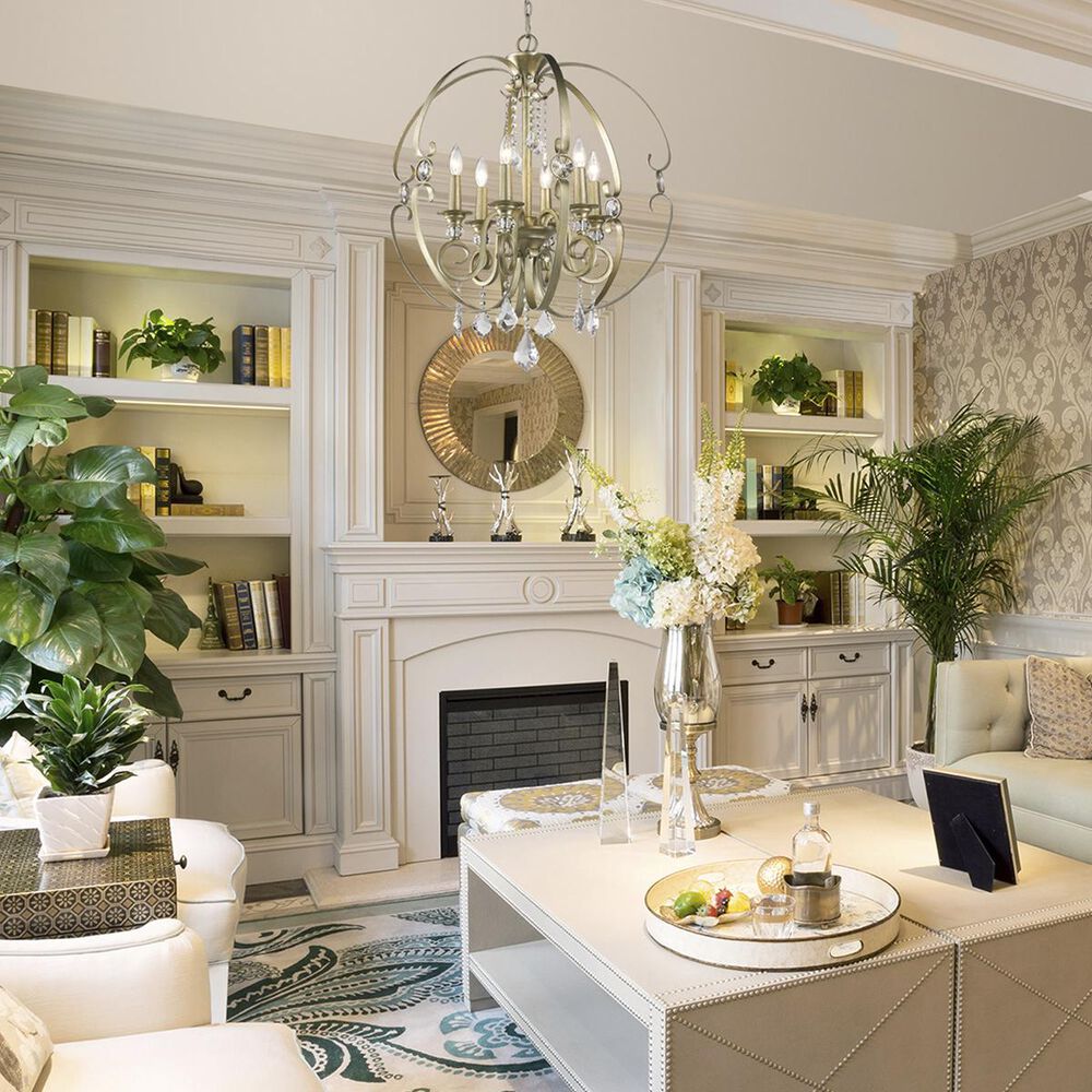 Golden Lighting Ella 6-Light Chandelier in White Gold | NFM