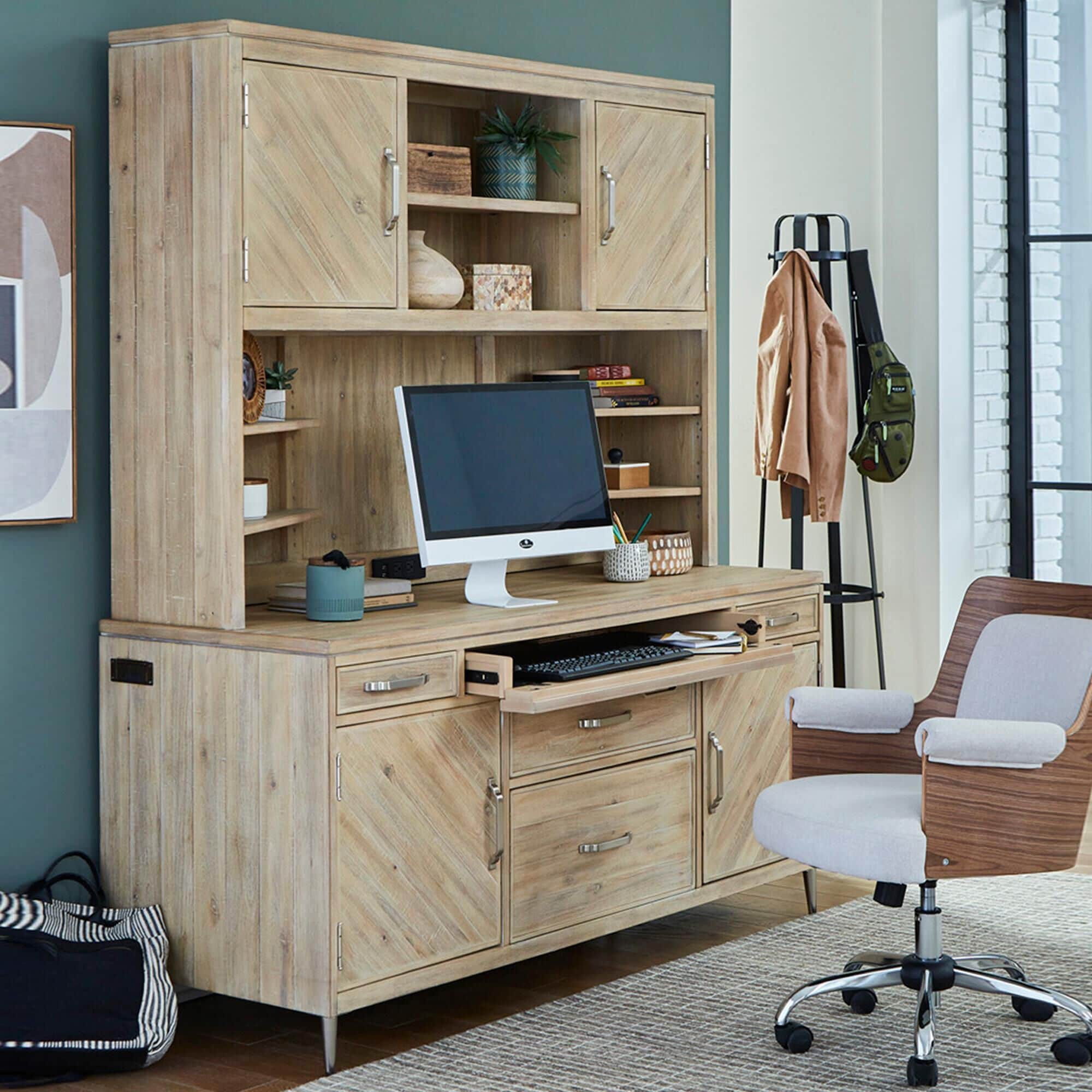 Credenza computer desk with hutch store