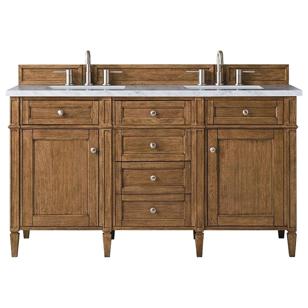 James Martin Brittany 60" Double Bathroom Vanity in Saddle Brown with 3 ...