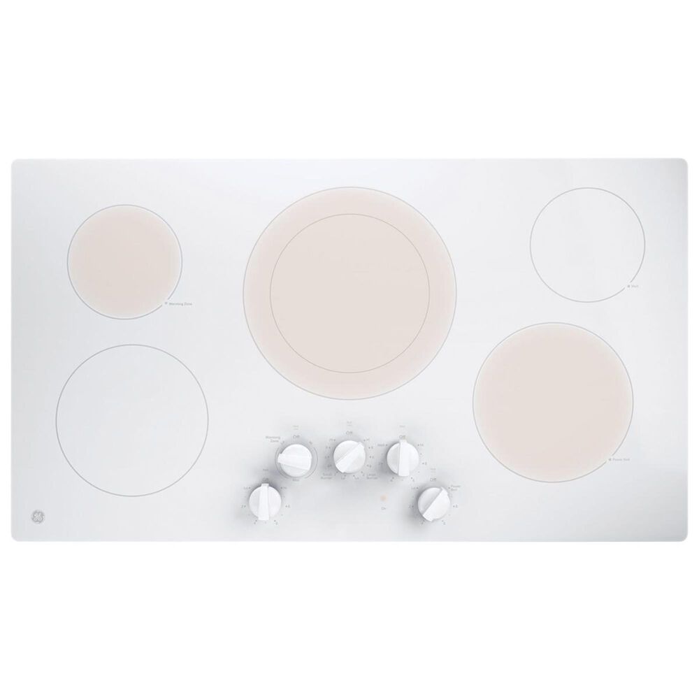 GE Appliances 36" Built-In Knob Control Electric Cooktop in White ...