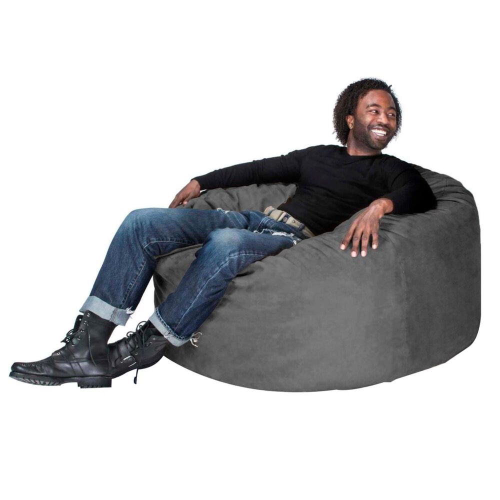 Jaxx 4' Round Bean Bag with Removable Cover in Charcoal | NFM
