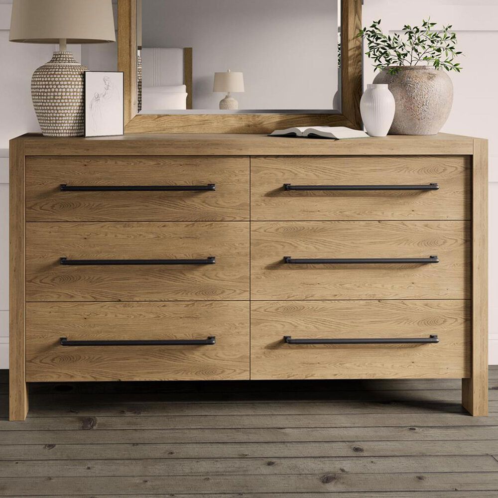 Shannon Hills Davie 6-Drawer Dressers in Pale Oak | NFM