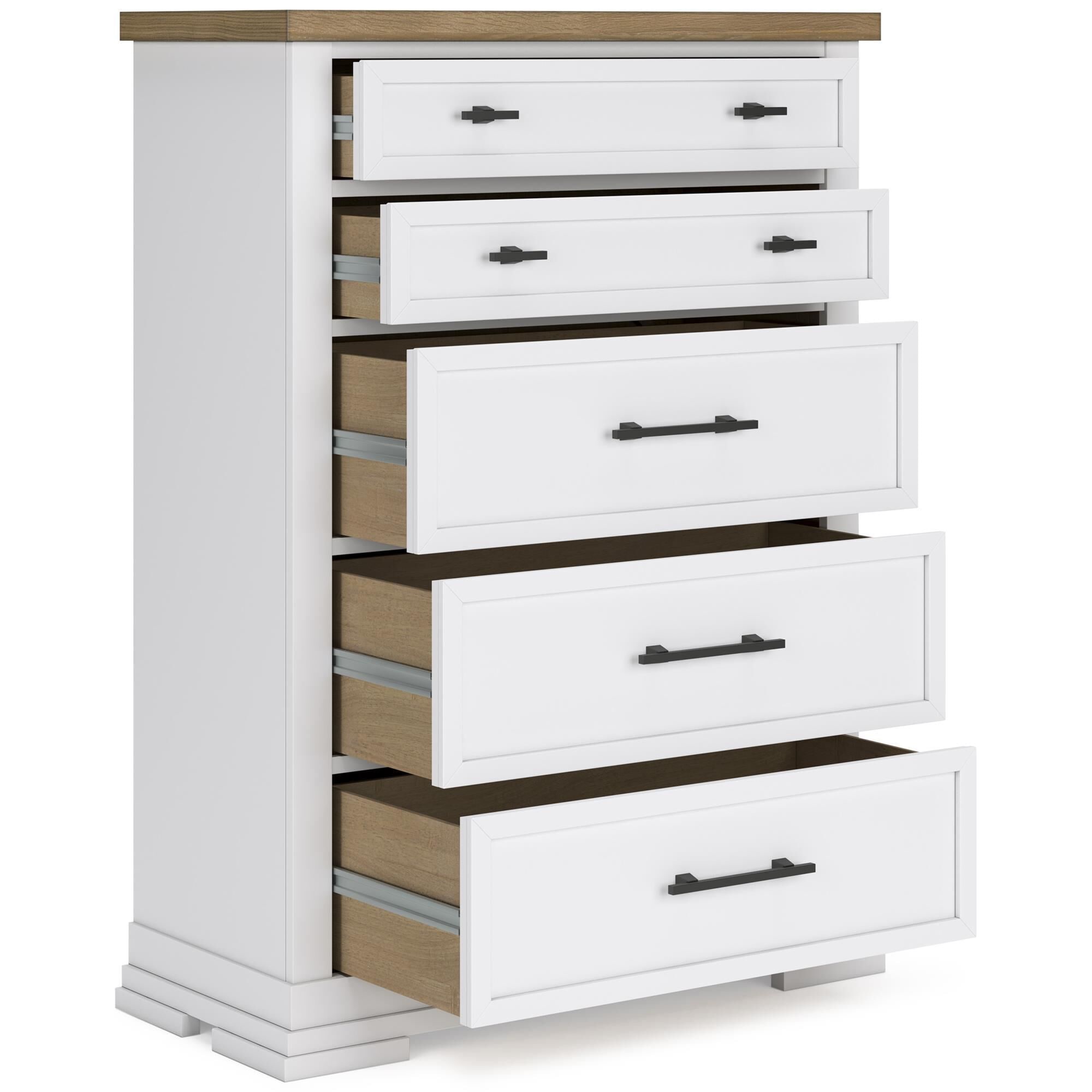 Ashley Ashbryn 5 Drawer Chest in White and Natural