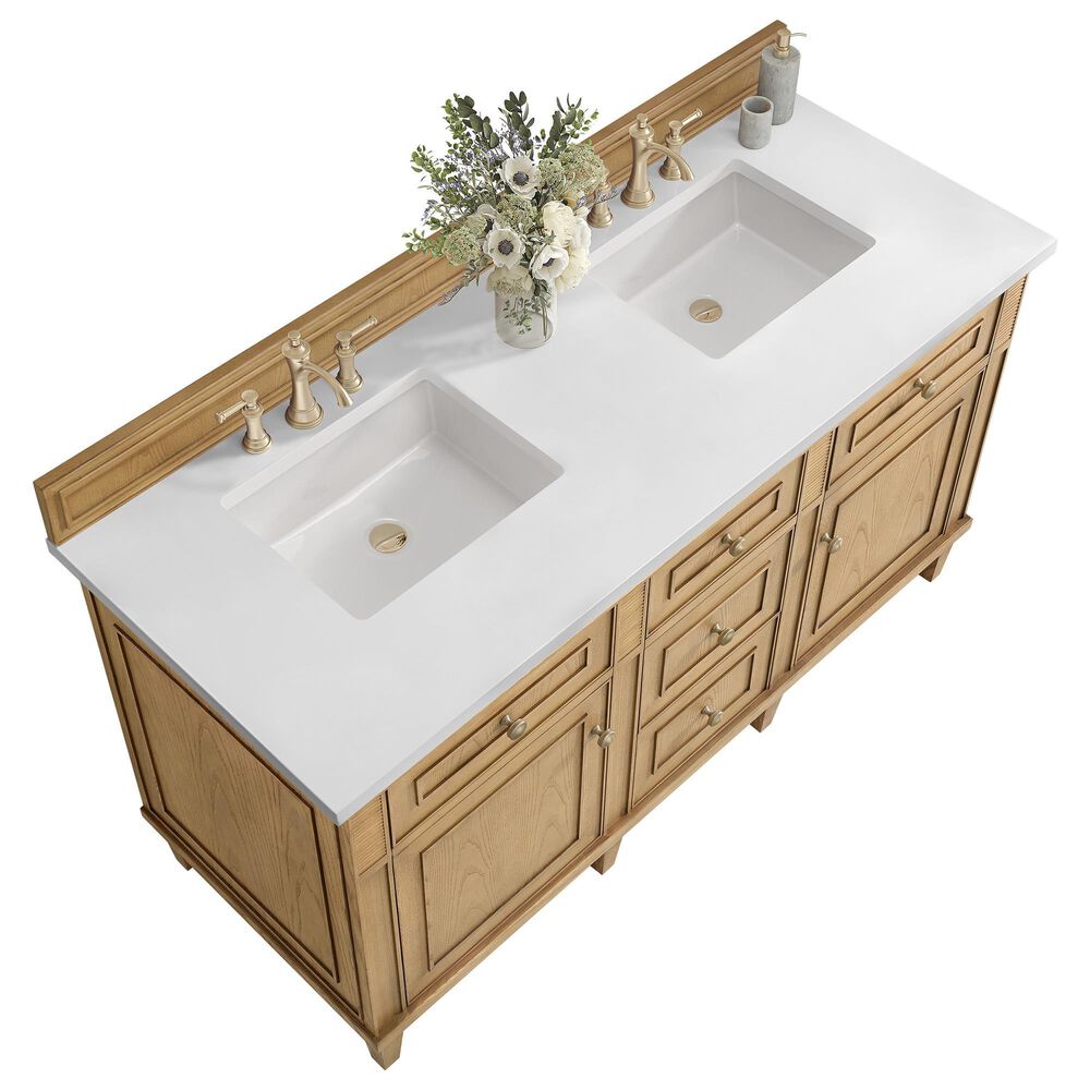 James Martin Lorelai 60" Double Vanity in Light Natural Oak with Single ...