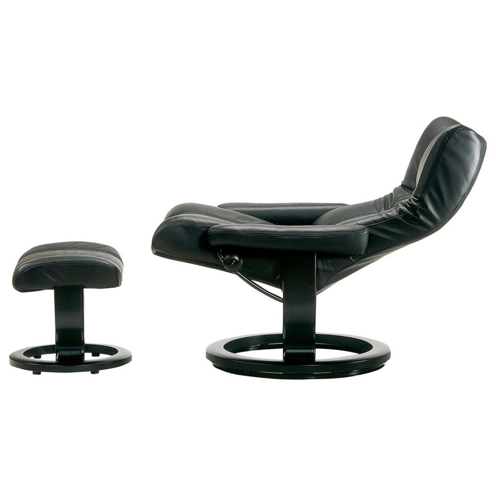Stressless Medium Chair and Ottoman with Black Classic Base in Paloma ...