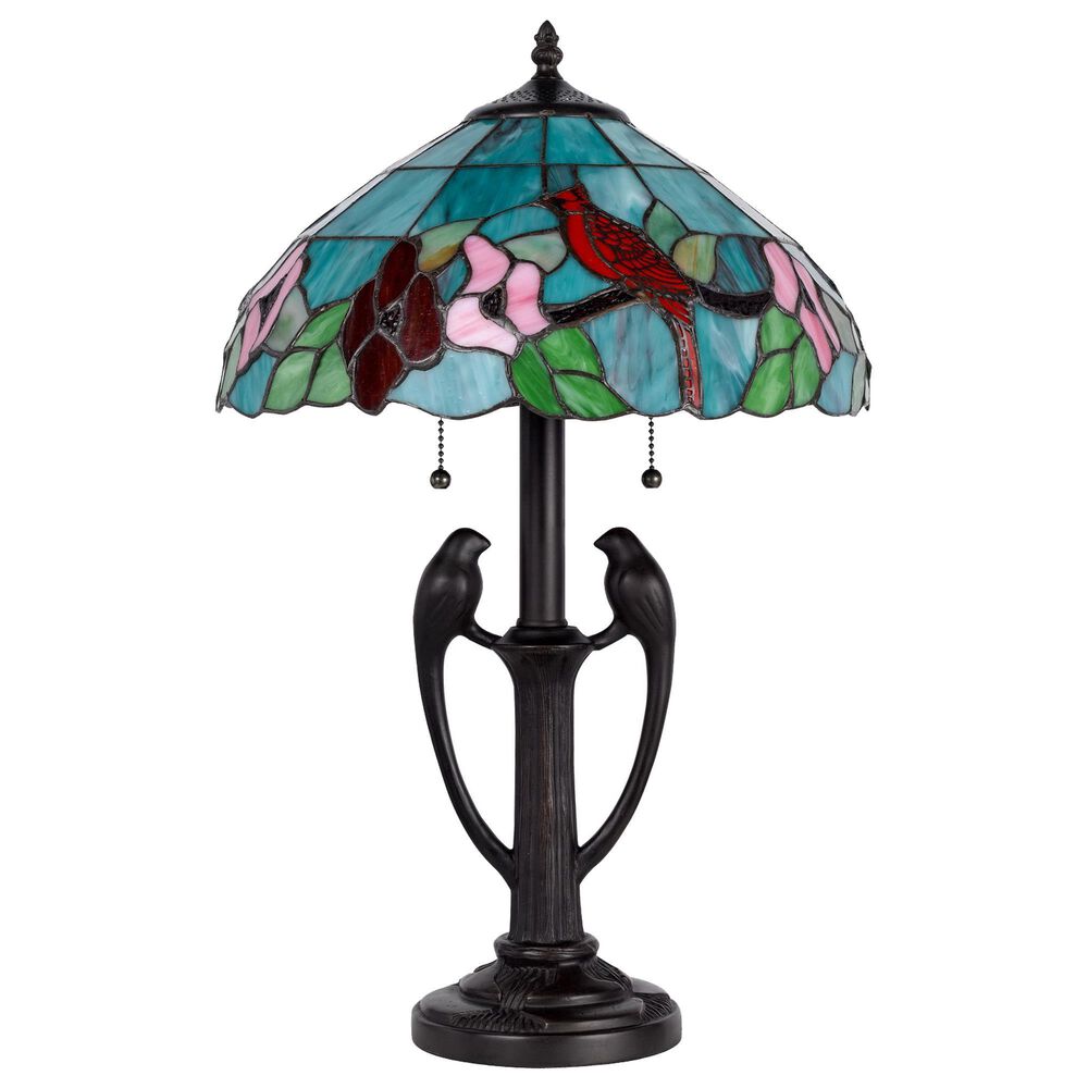 Cal Lighting Tiffany Cardinal Table Lamp in Antique Bronze | NFM