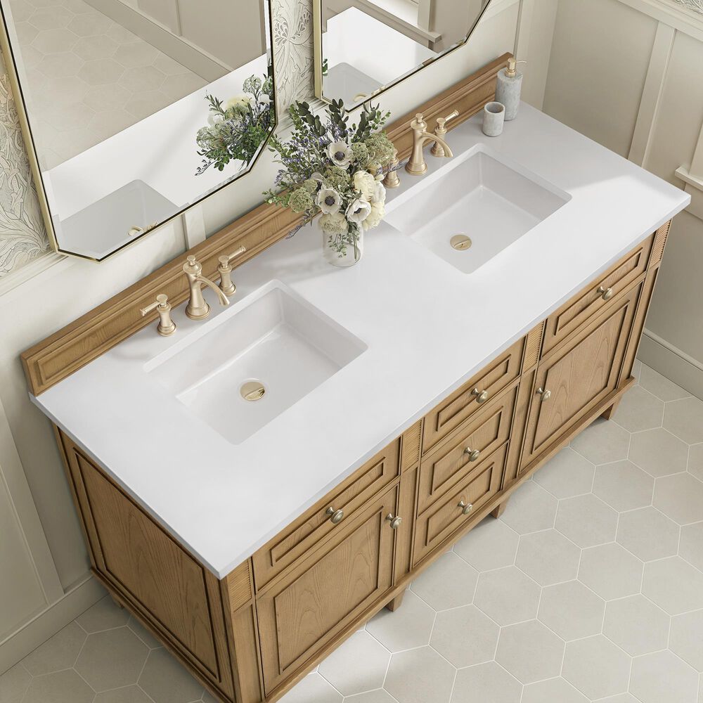 James Martin Lorelai 60" Double Vanity in Light Natural Oak with Single ...