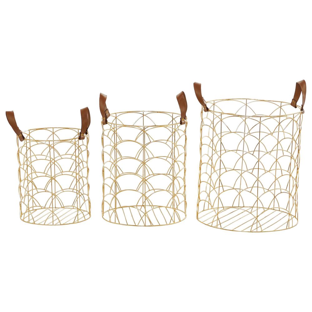Maple and Jade Storage Basket in Gold (Set of 3) | NFM
