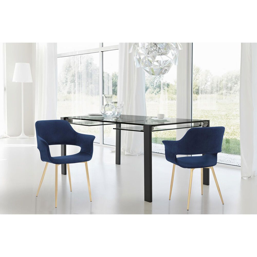 Blue River Gigi Arm Chair with Blue Cushion in Gold | NFM