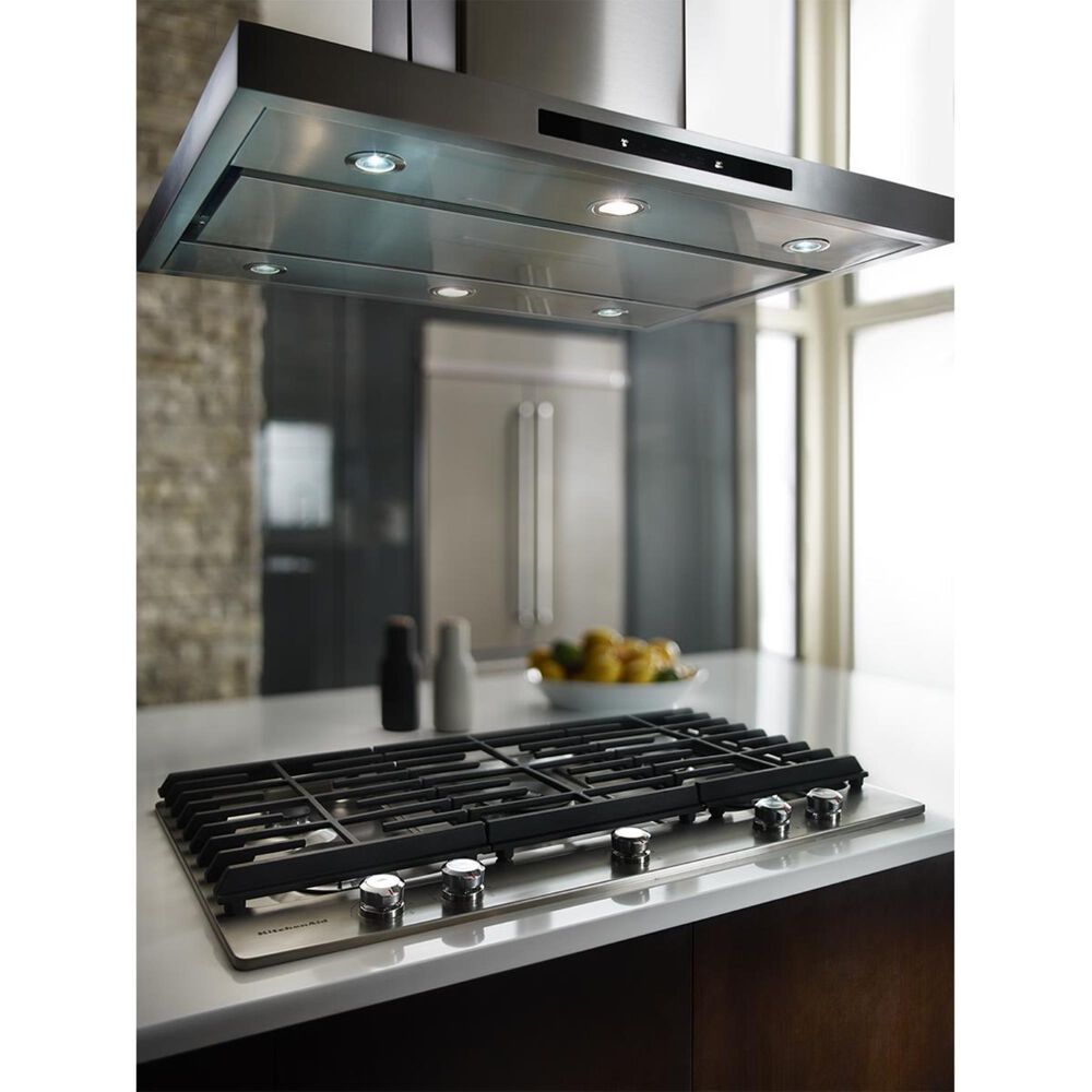KitchenAid 42'' Island-Mount 3-Speed Canopy Hood in Stainless Steel ...