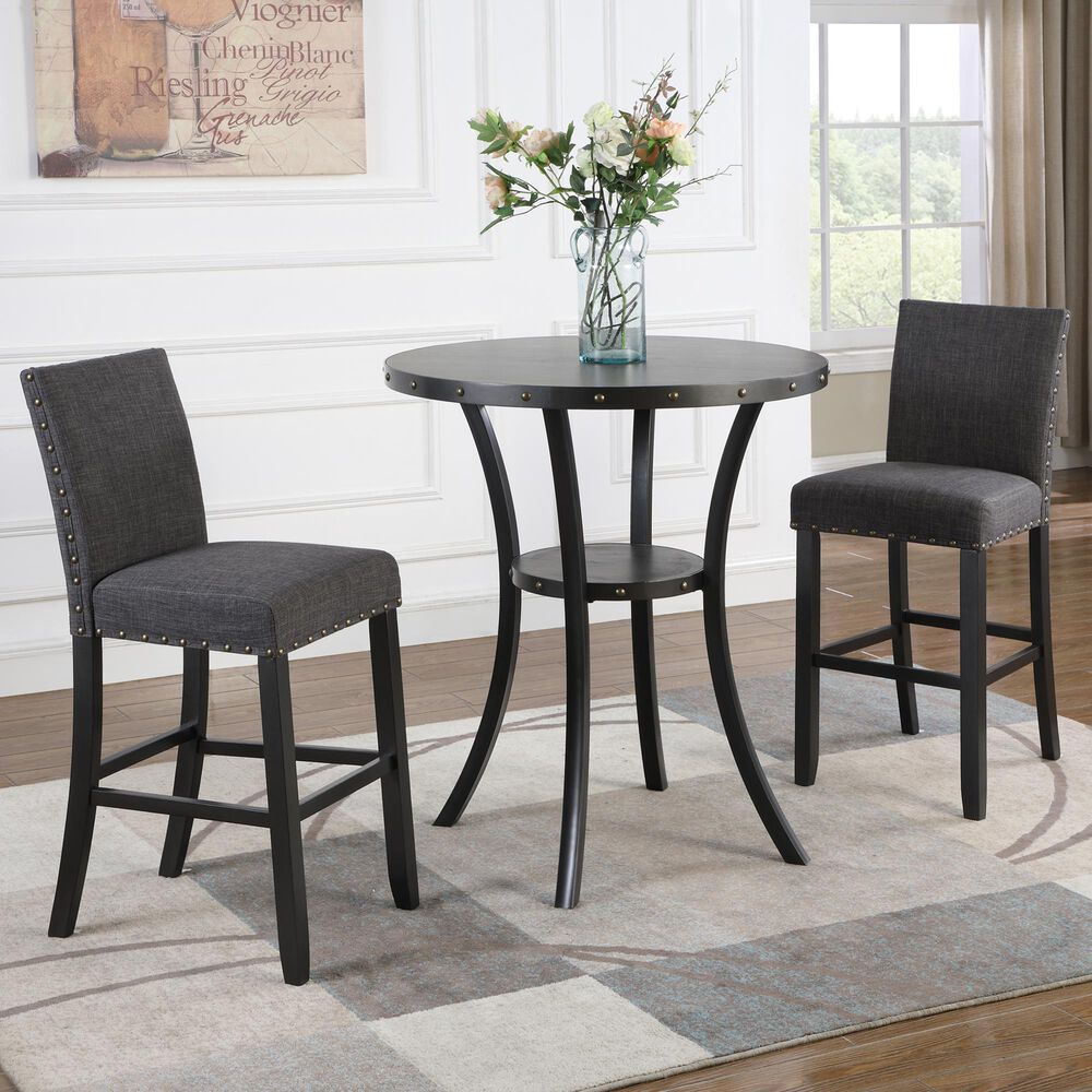 New Heritage Design Crispin 3-Piece Round Bar Set in Granite | NFM