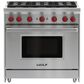 Wolf 36" Professional Gas Range with 6 Burners | Nebraska Furniture Mart