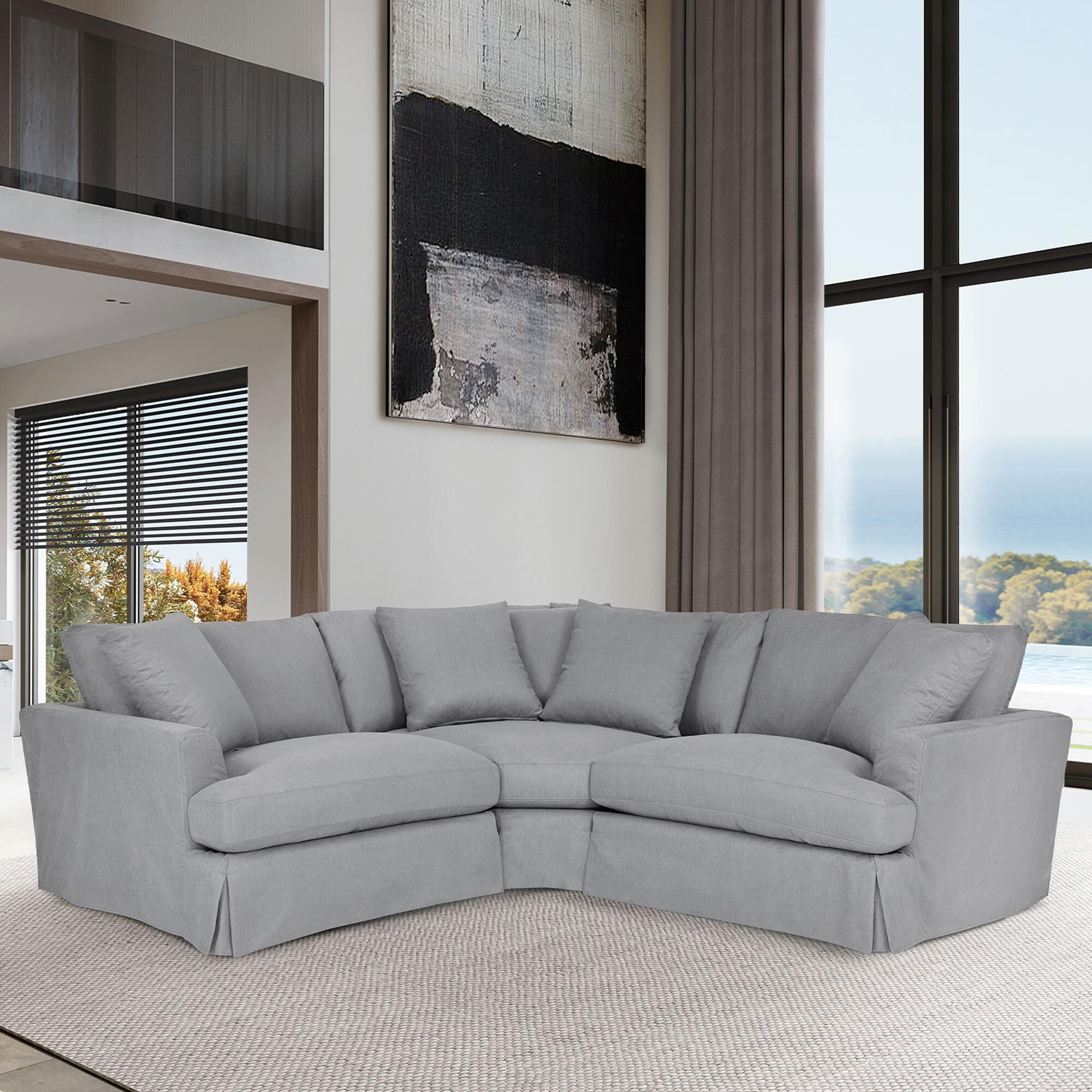 Blue River Ciara 3 Piece Stationary Sectional Sofa in Slate Gray NFM