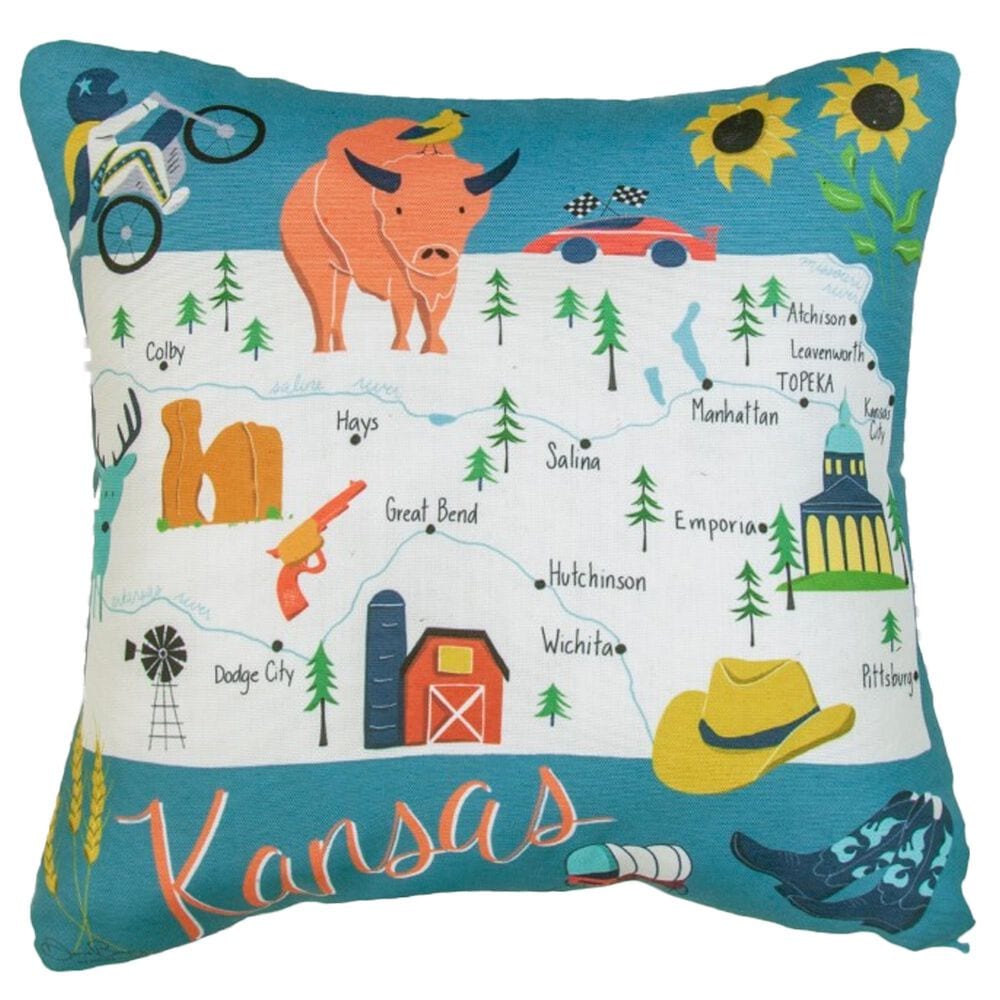 Manual Woodworkers & Weavers KANSAS MAP 18" PILLOW | Shop NFM