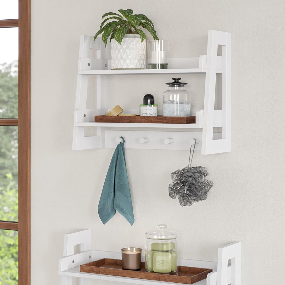 RiverRidge Home Amery 2-Tier Ladder Wall Shelf in White | NFM