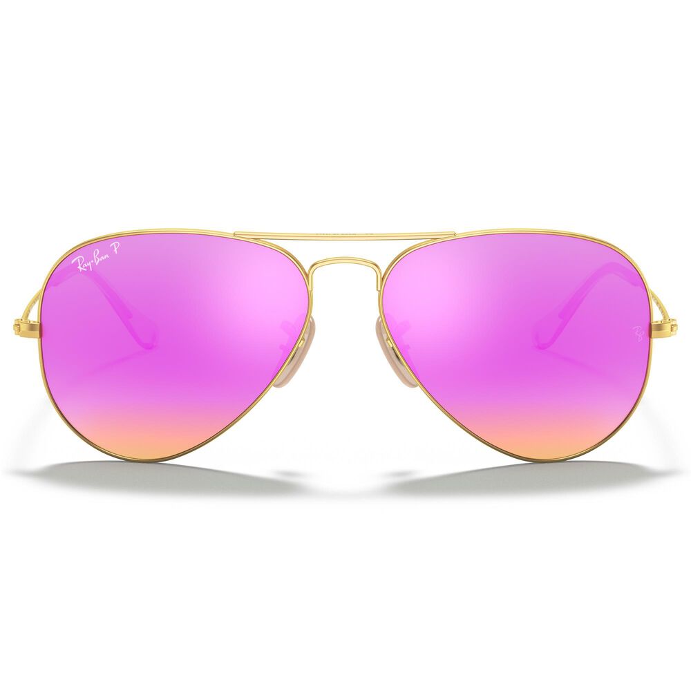 Ray-Ban Aviator Flash Sunglasses with Cyclamen Polarized Lenses in ...