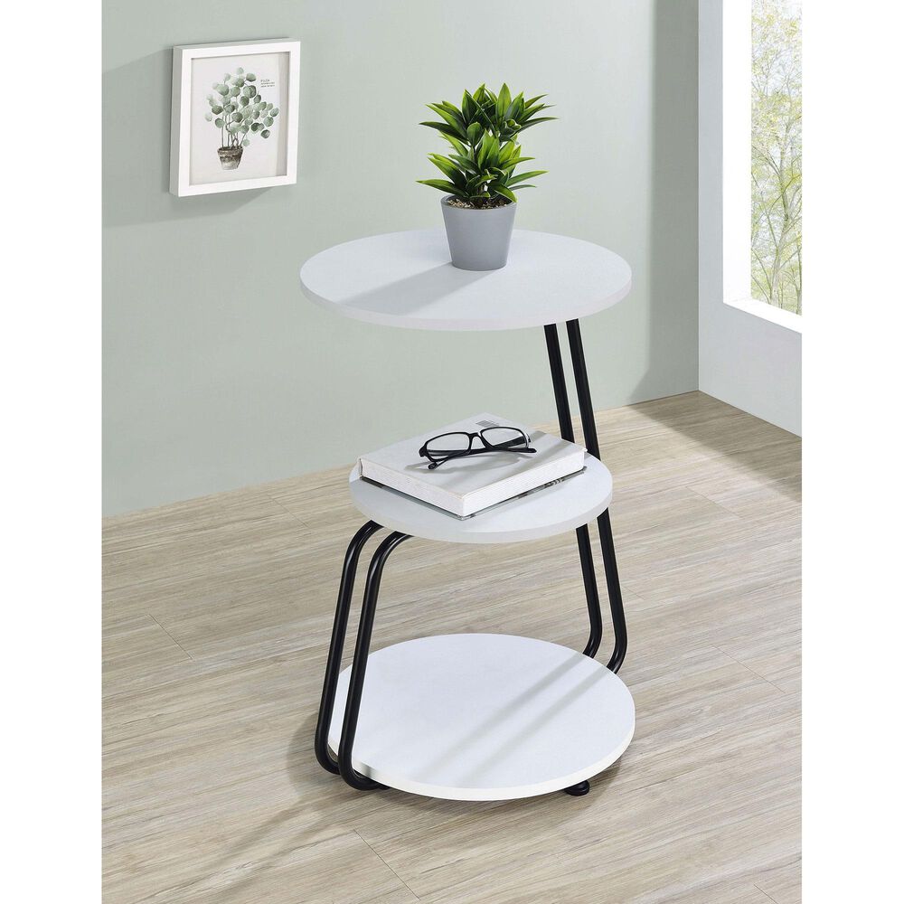 Pacific Landing Hilly 3-Tier Side Table in White and Black | Shop NFM