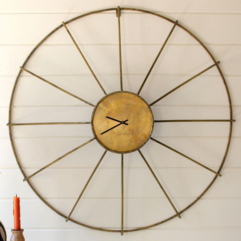 Kalalou Wall Clock in Antique Brass | Shop NFM