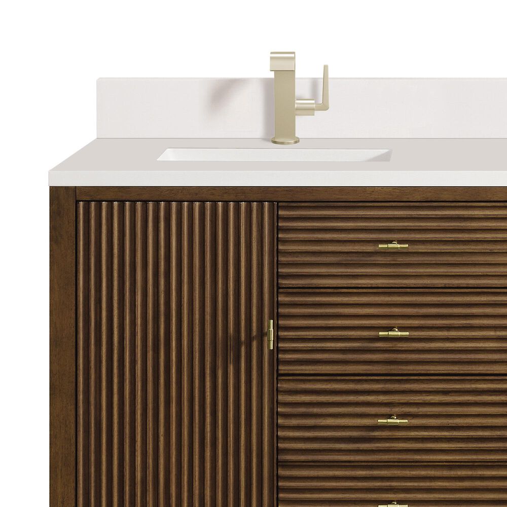 James Martin Mirin 60" Double Vanity in Mid-Century Walnut with Single ...