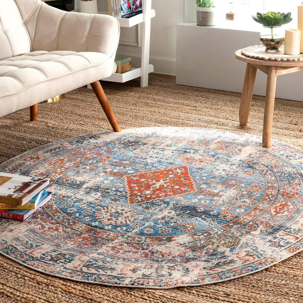 nuLOOM Mystic KHMC07A 5' Round Blue Area Rug | Nebraska Furniture Mart