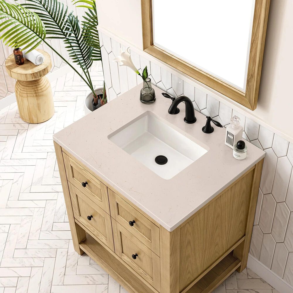 James Martin Breckenridge 30" Single Bathroom Vanity in Light Natural Oak with 3 cm Eternal ...
