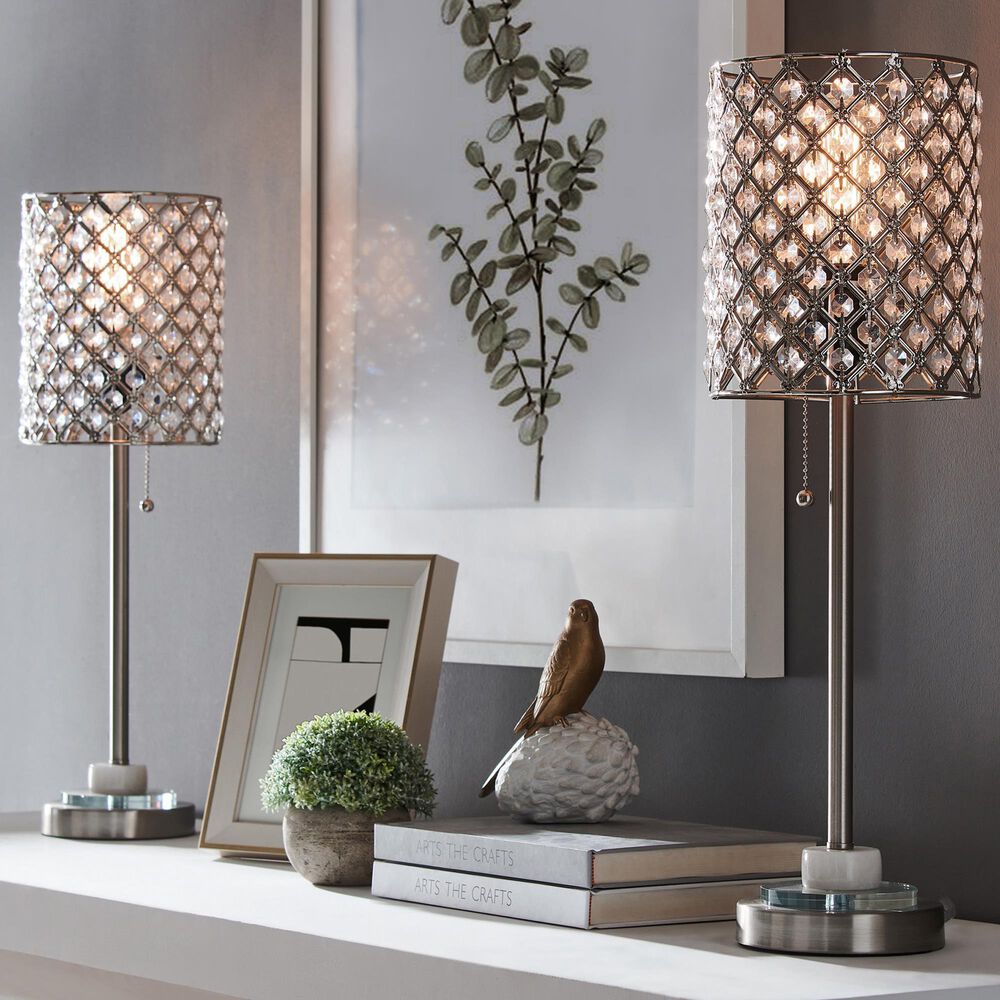 Lite Source Calvine Table Lamp in Brushed Nickel (Set of 2) | Shop NFM